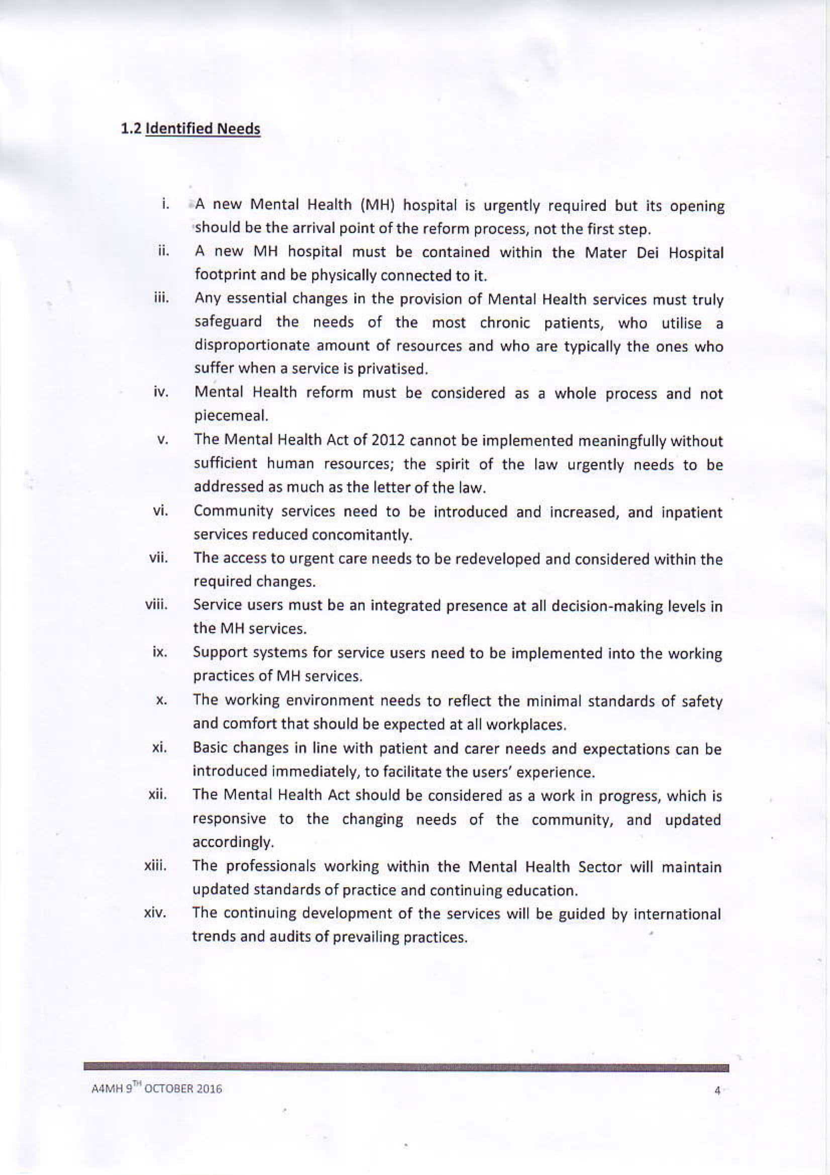 A4MH Position Paper on Mental Health Services in Malta – MAP