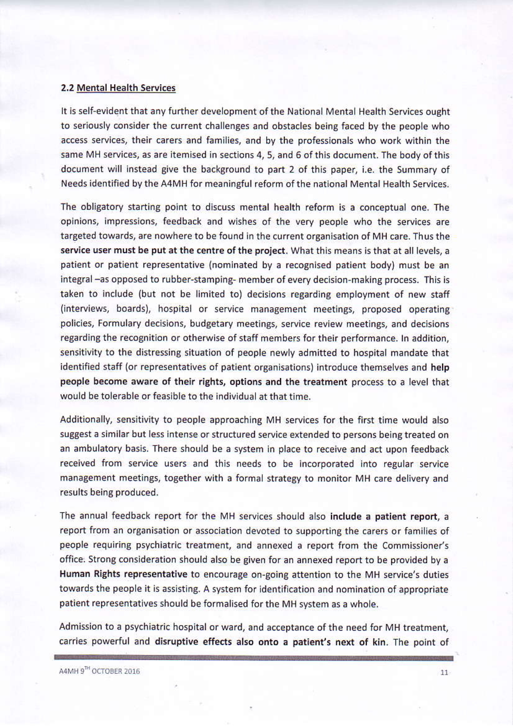 A4MH Position Paper on Mental Health Services in Malta – MAP